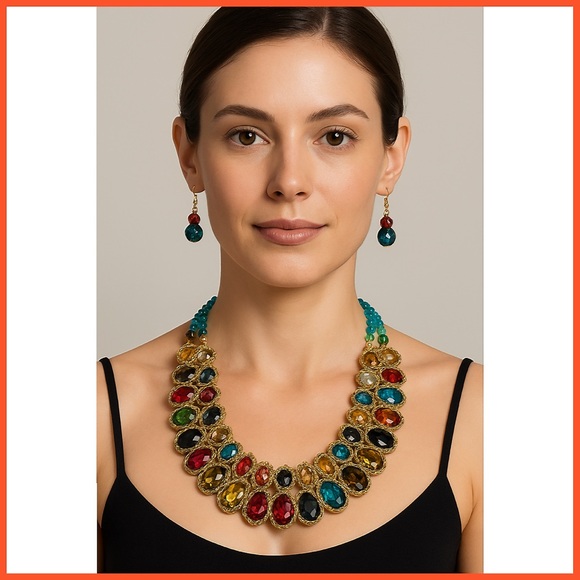 Ellen Tracy | Jewelry | Ellen Tracy Colorful Gold Beaded Necklace ...